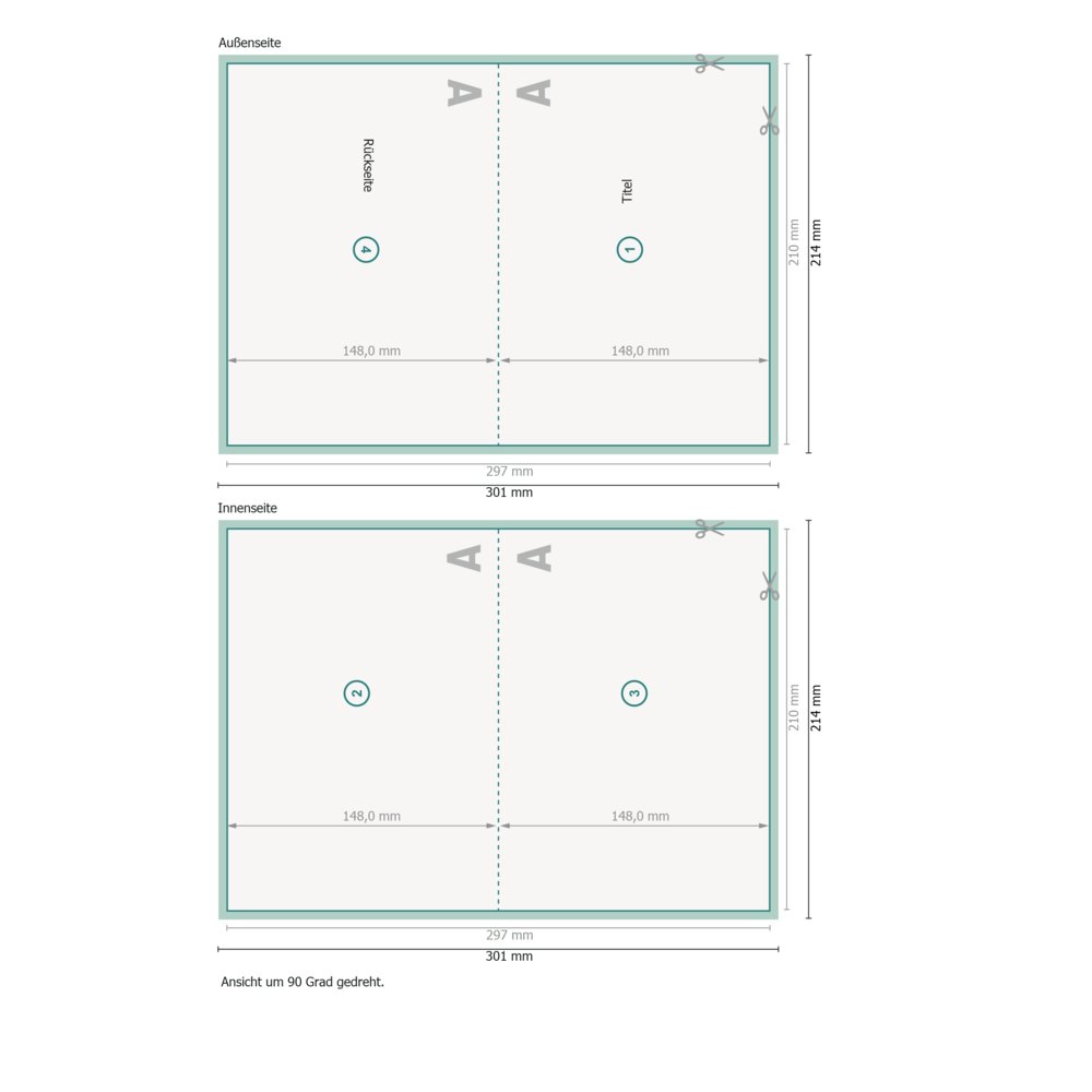 Klappkarten, A5 Querformat, Rillung lange Seite, A5 bei Onlineprinters